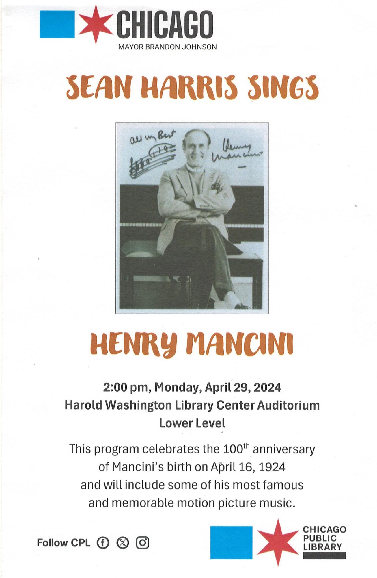 Sean Harris sings Henry Mancini | 04/29/2024 | Choose Chicago