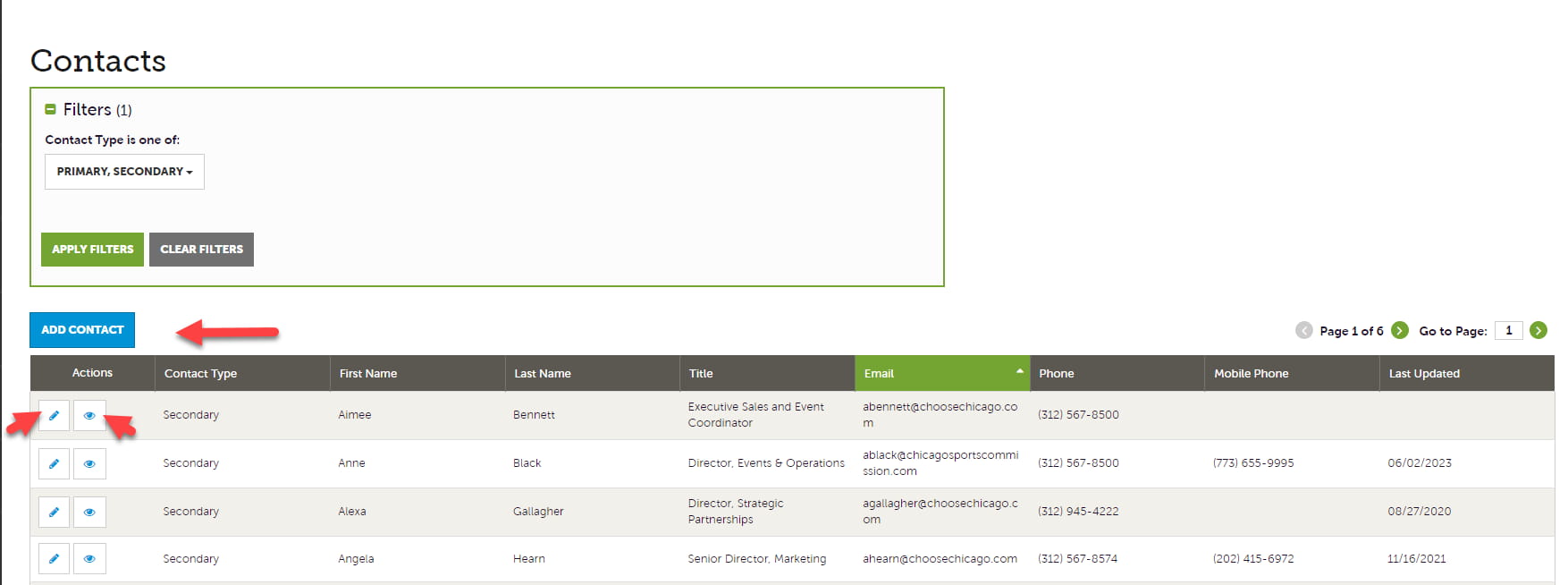Extranet help: Contacts | Choose Chicago