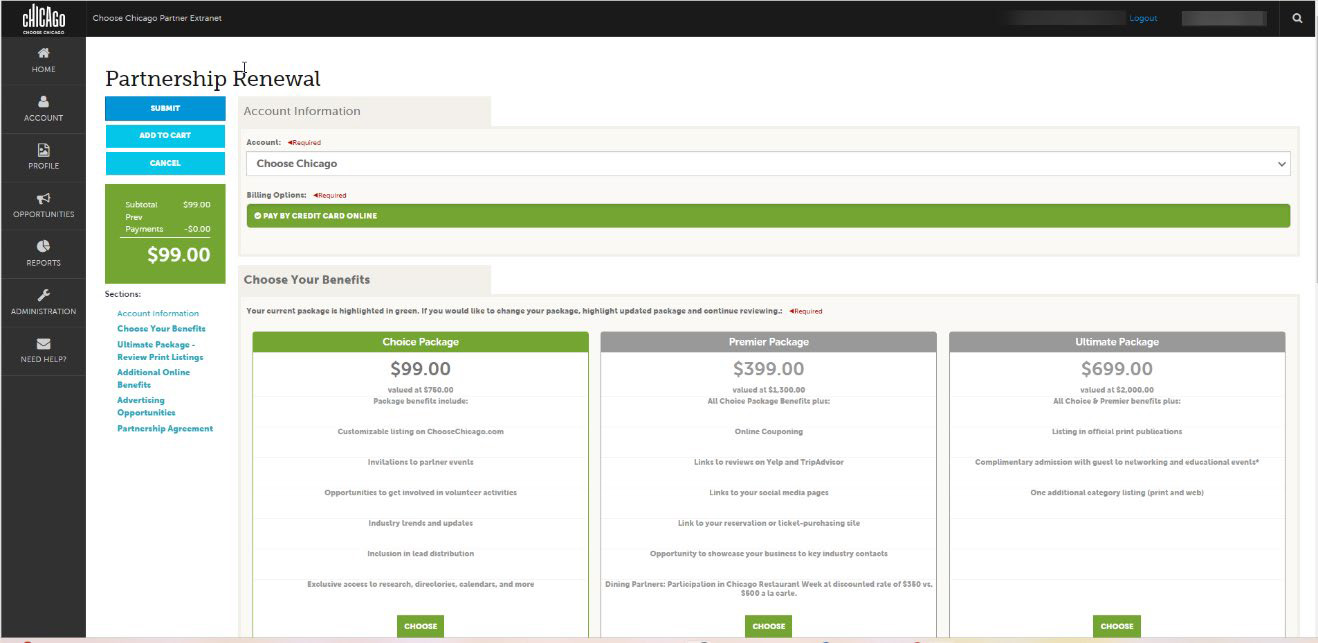Extranet help: Partnership renewal | Choose Chicago